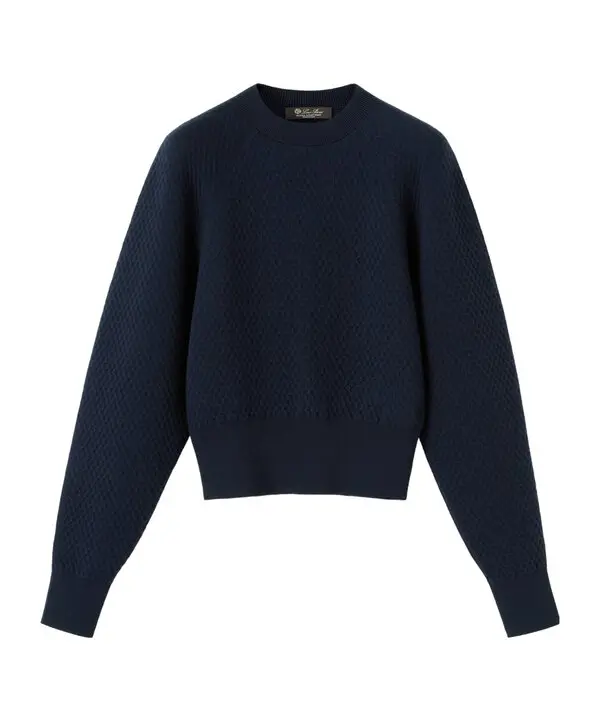 Loro Piana Wool Blend Crew Neck Sweater With Raglan Sleeves