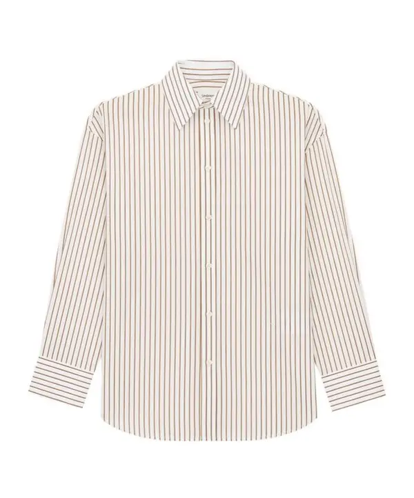 Saint Laurent Cassandre Shirt In Striped Cotton Poplin