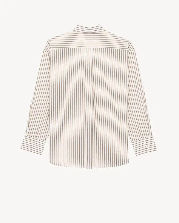 Saint Laurent Cassandre Shirt In Striped Cotton Poplin