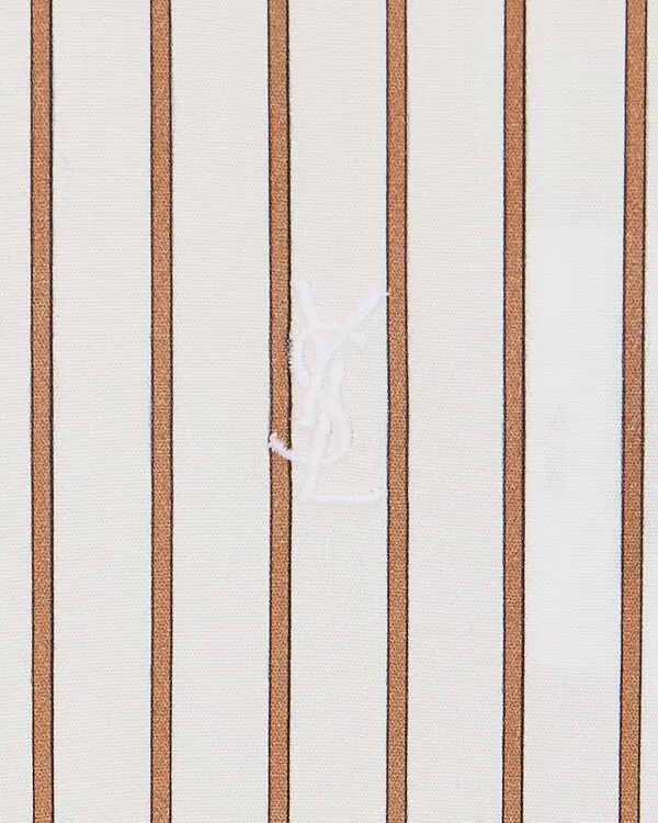 Saint Laurent Cassandre Shirt In Striped Cotton Poplin