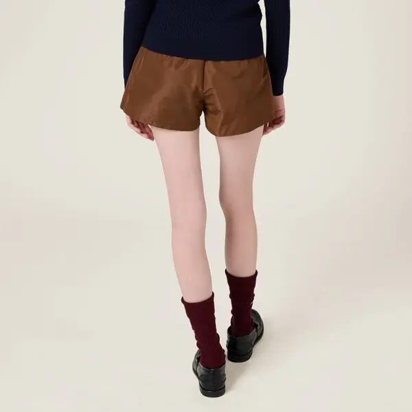 Miu Miu Logo Embroidered Drawstring Shorts - Cocoa Brown