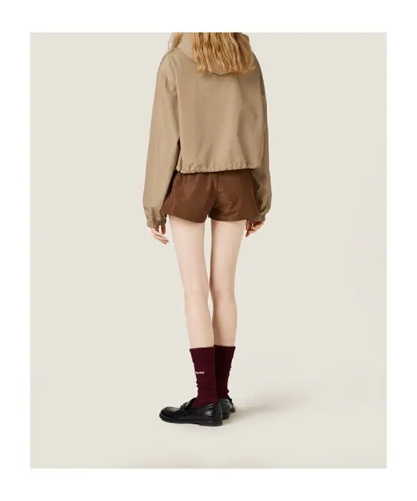 Miu Miu Technical Fabric Hooded Blouson Jacket - Clay Gray