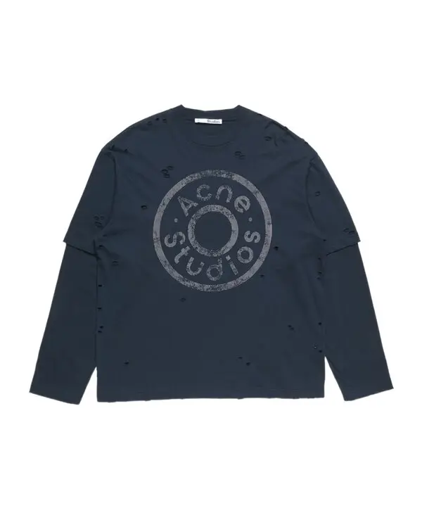 Acne Studios Layered Logo-print Distressed T-shirt