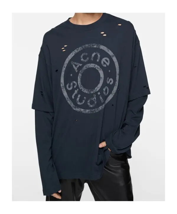 Acne Studios Layered Logo-print Distressed T-shirt
