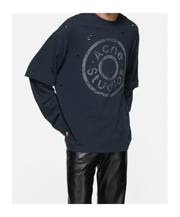 Acne Studios Layered Logo-print Distressed T-shirt