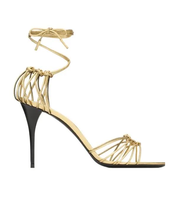 Saint Laurent Babylone Metallic Effect Lace-up Sandals