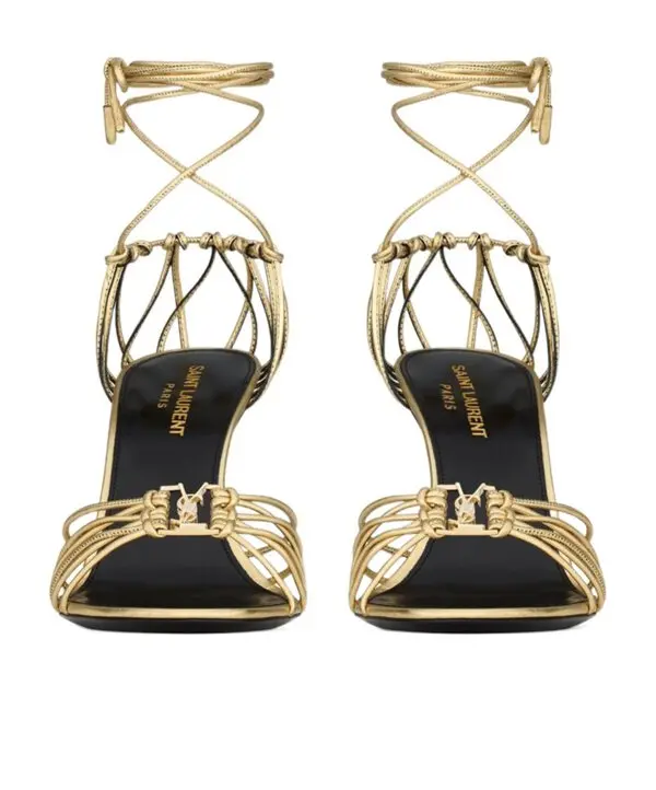 Saint Laurent Babylone Metallic Effect Lace-up Sandals
