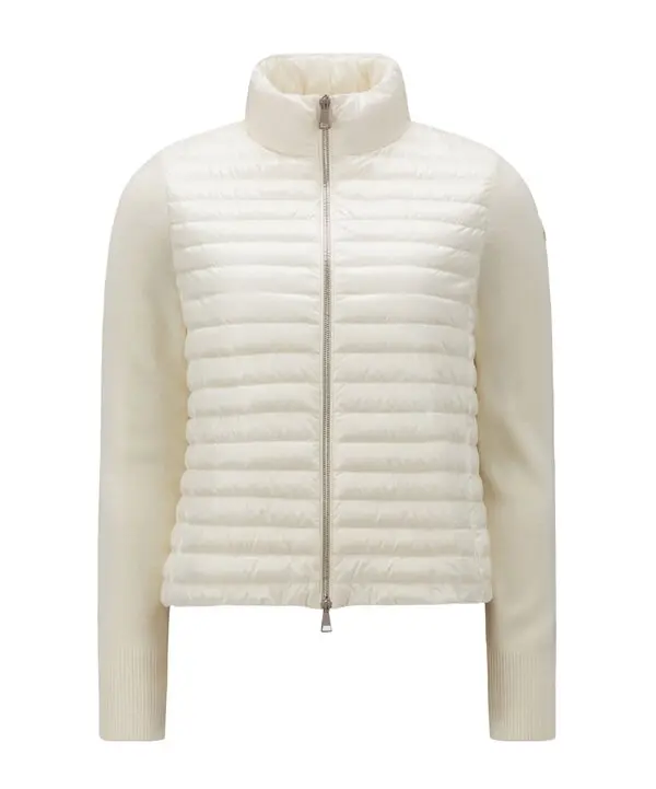 Moncler Logo Patch Padded Knit Zip-up Cardigan