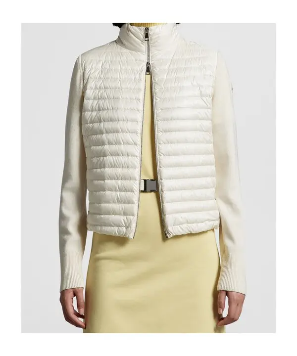 Moncler Logo Patch Padded Knit Zip-up Cardigan