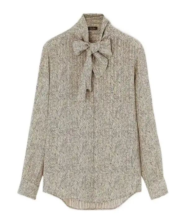 Loro Piana Angela Shirt With Pussy Bow Detail - Nude
