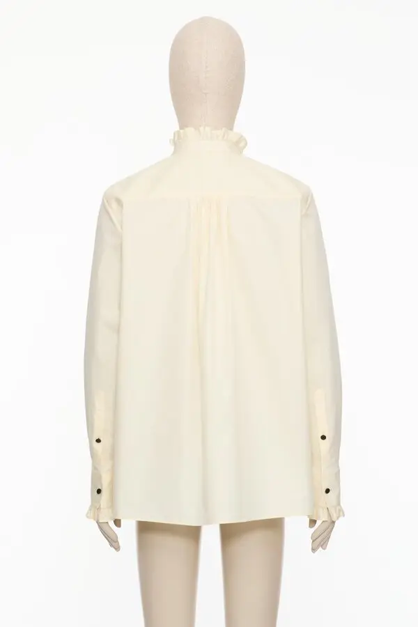 Valentino Garavani Cotton Poplin Shirt With Plastron And Ruffles