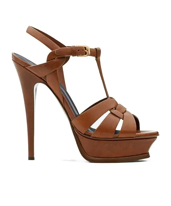 Saint Laurent Tribute Platform Stiletto Sandals In Smooth Leather