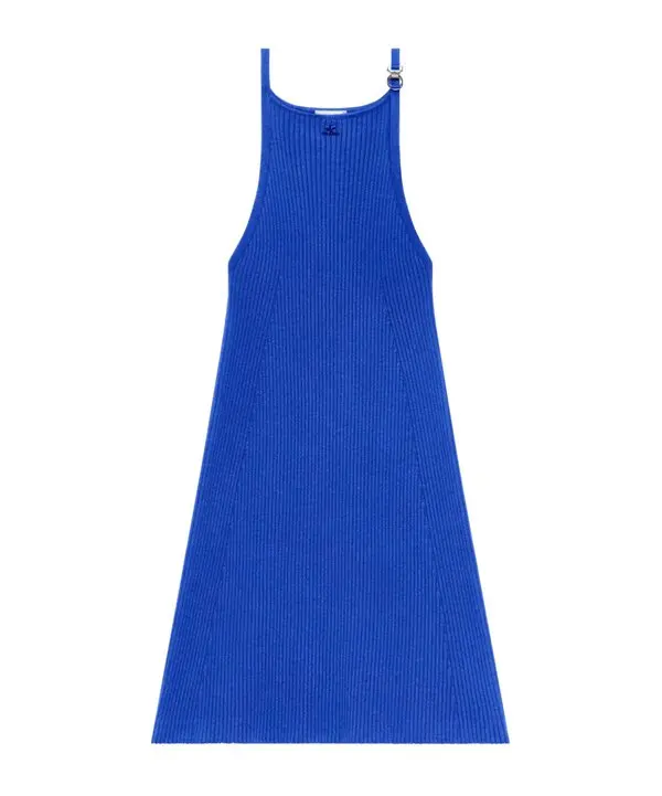 COURREGES Logo-embroidered Ribbed Knit Mini Dress