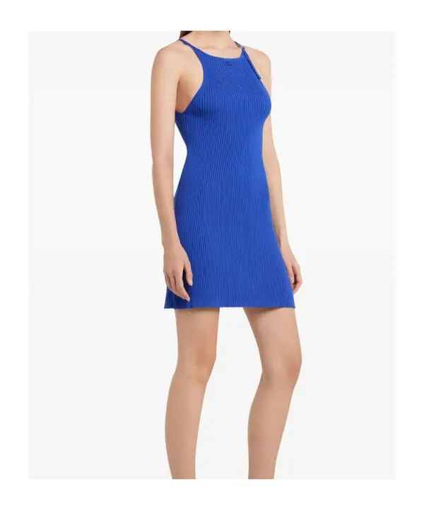 COURREGES Logo-embroidered Ribbed Knit Mini Dress
