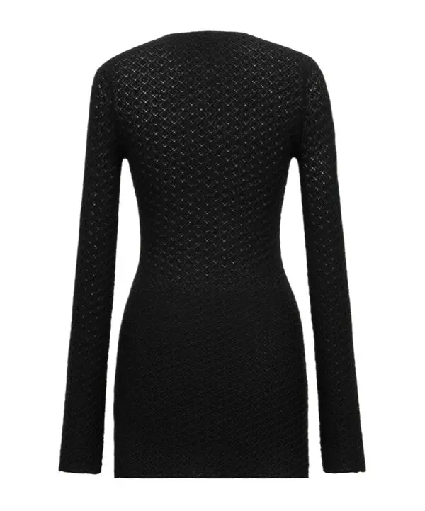 Saint Laurent Crochet-knit Long-sleeved Mini Dress