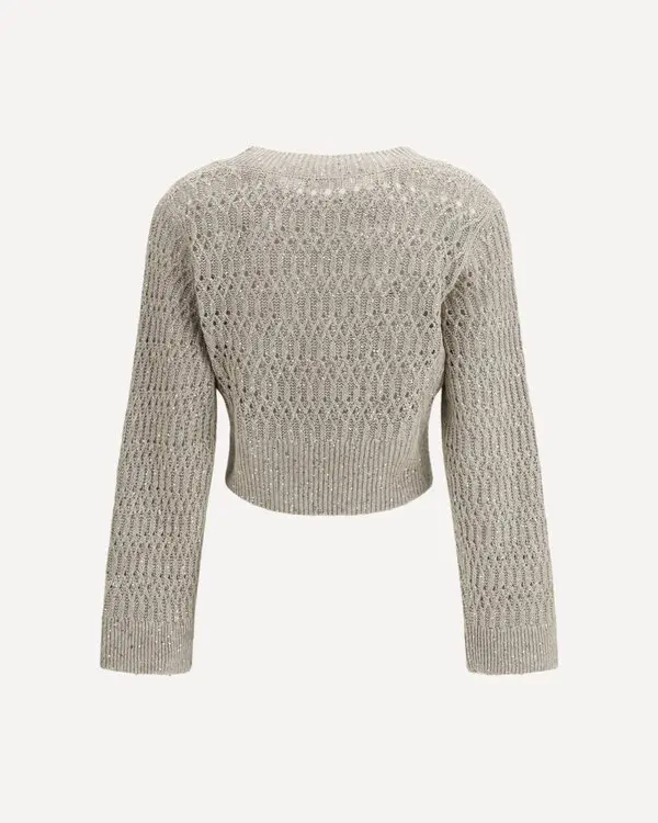 Brunello Cucinelli Long Sleeve V-neck Sweater With Sequins
