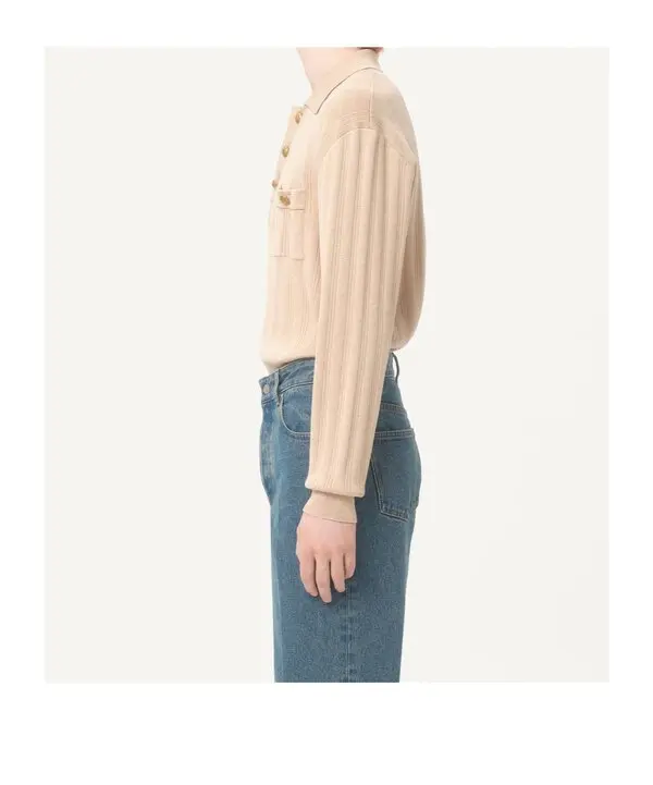 Valentino Garavani Button Detailed Long-sleeved Ribbed Polo Shirt