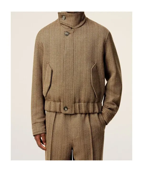 AMI Paris Herringbone Wool Harrington Jacket