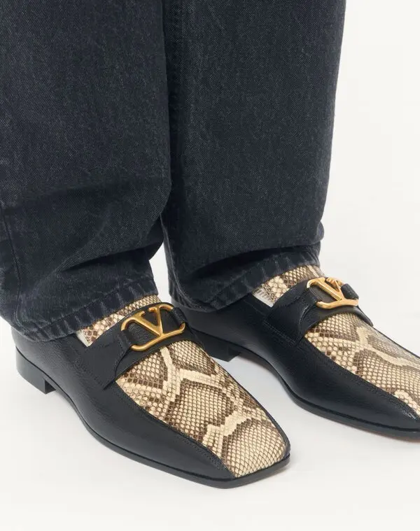 Valentino Garavani Vlogo Signature Kidskin And Python Loafer