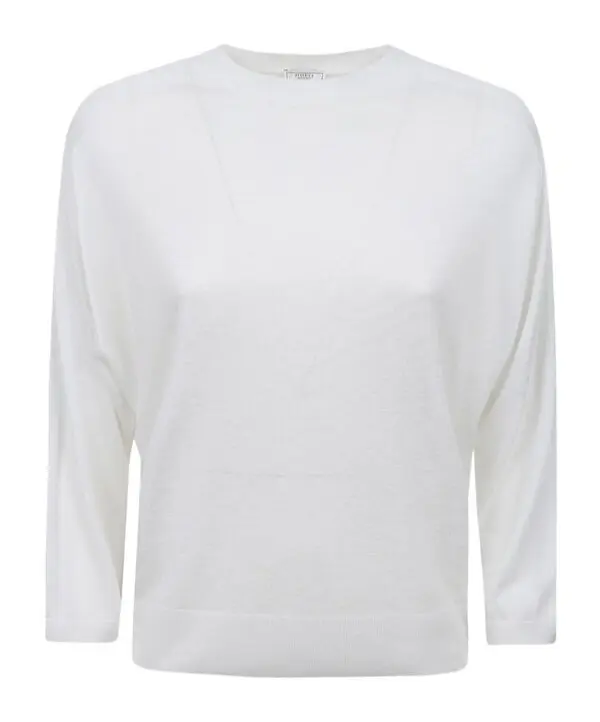 Peserico Long Sleeved Crewneck Knitted Jumper - White