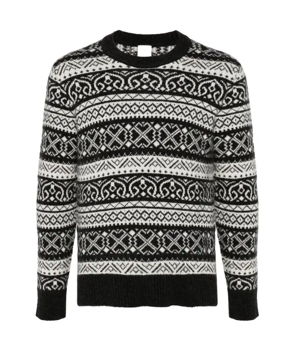 Eleventy Round Neck Fair Isle Knit Sweater