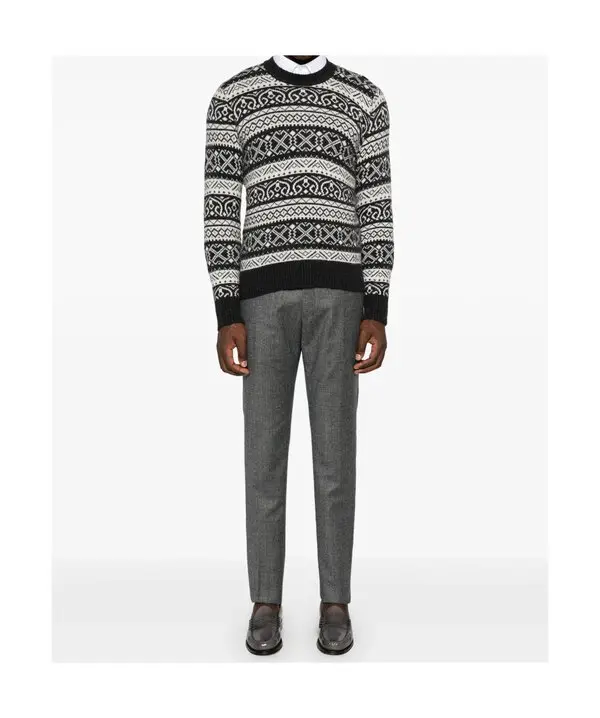 Eleventy Round Neck Fair Isle Knit Sweater