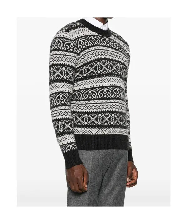 Eleventy Round Neck Fair Isle Knit Sweater