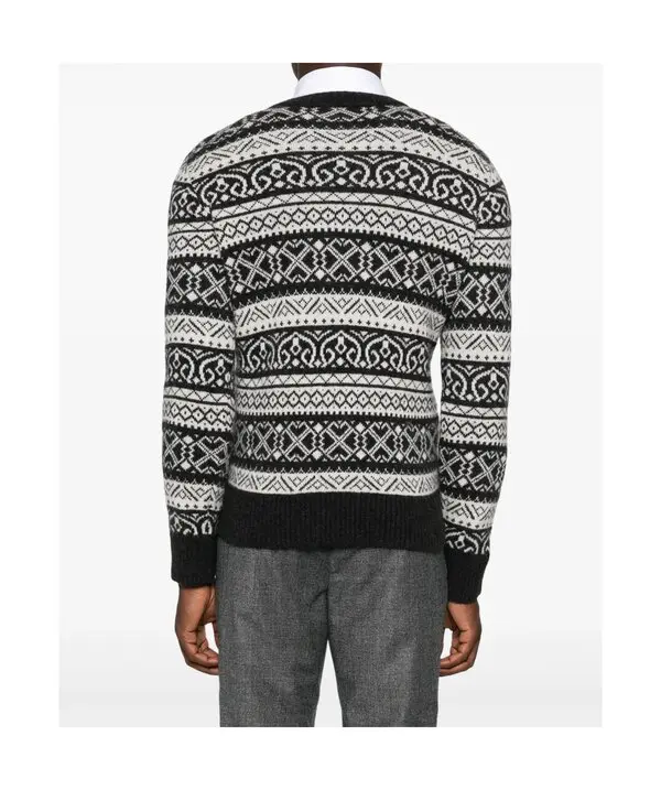 Eleventy Round Neck Fair Isle Knit Sweater