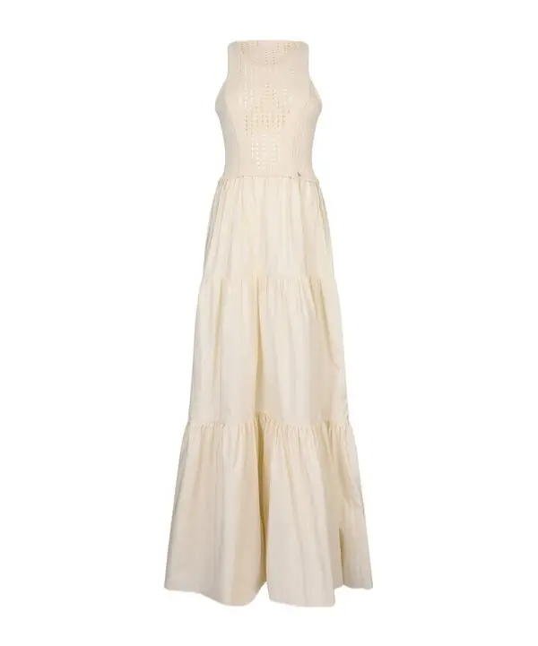 Liu Jo Crochet Knit V-neck Maxi Dress