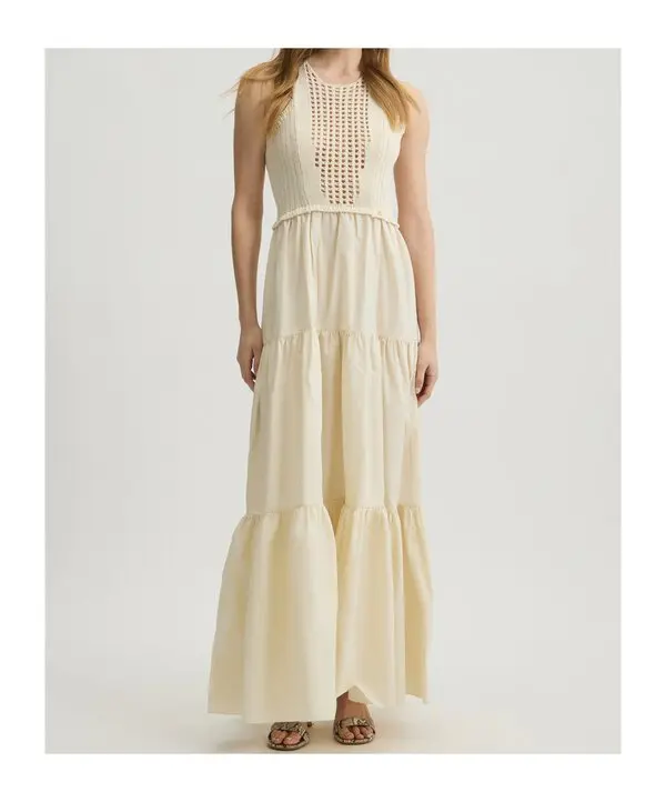 Liu Jo Crochet Knit V-neck Maxi Dress
