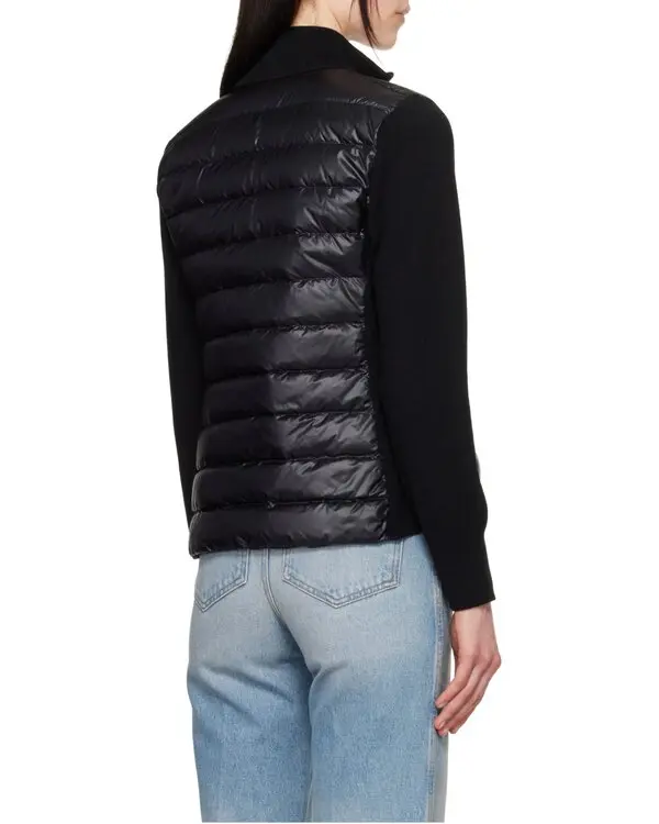 Moncler Quilted Padded Cardigan With Wool Knit