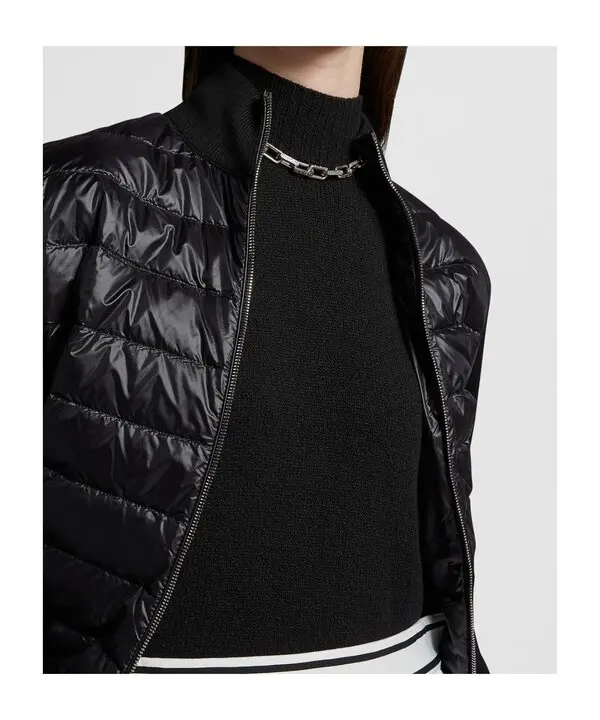 Moncler Quilted Padded Cardigan With Wool Knit