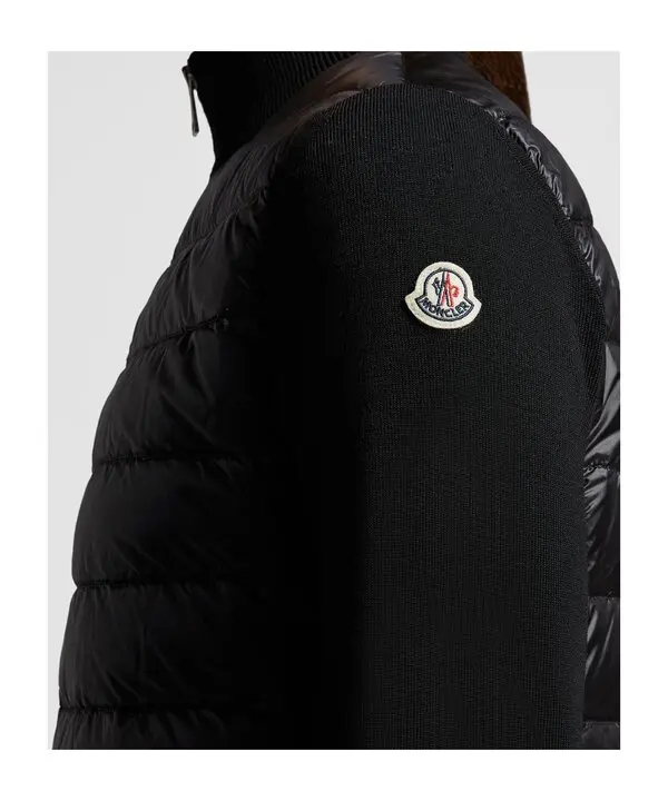 Moncler Quilted Padded Cardigan With Wool Knit