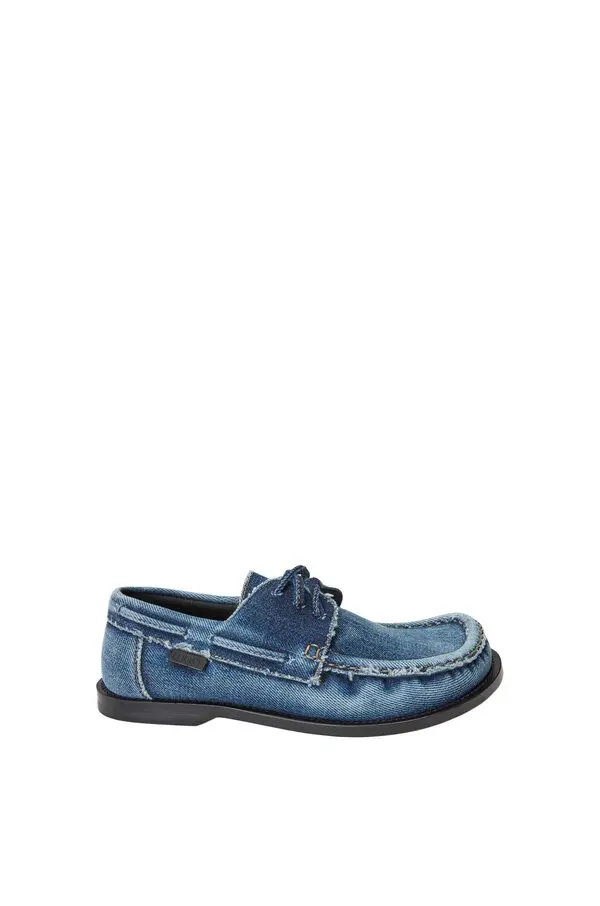 Loewe Campo Boat Shoe In Washed Denim