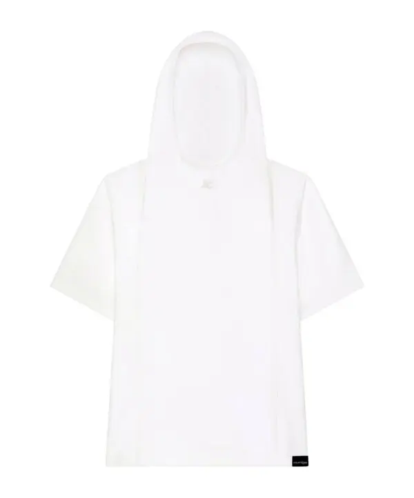 COURREGES Embroidered Logo Hooded T-shirt