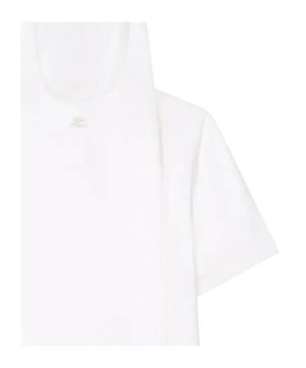 COURREGES Embroidered Logo Hooded T-shirt
