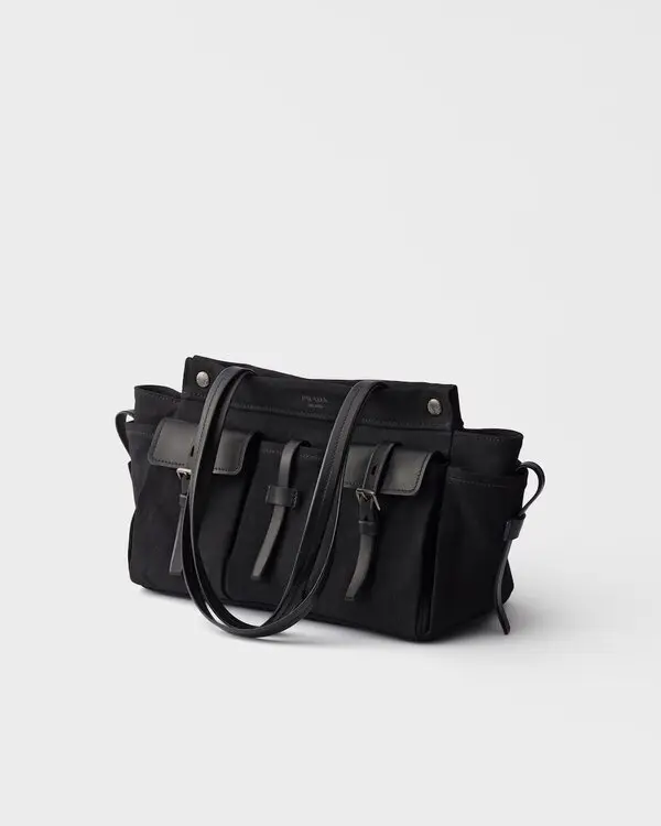 Prada Route Large Canvas And Leather Tote Bag