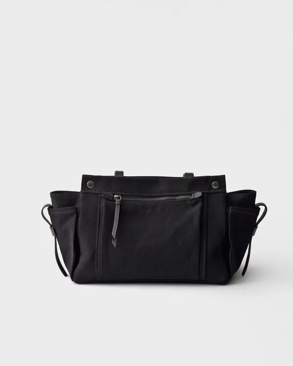 Prada Route Large Canvas And Leather Tote Bag