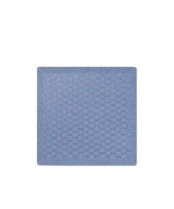 Gucci Baby Gg Cotton Jacquard Blanket - Light Blue