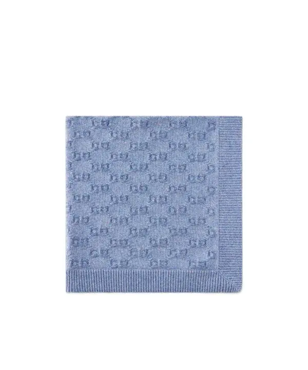 Gucci Baby Gg Cotton Jacquard Blanket - Light Blue