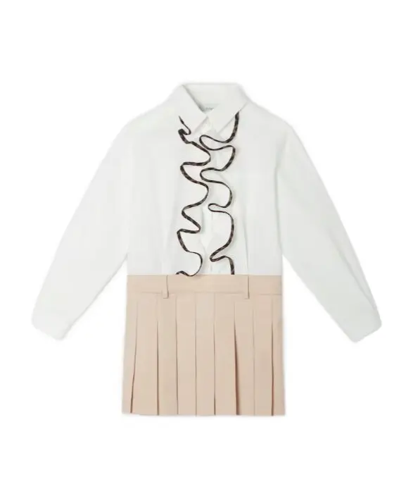 Fendi Pleated Skirt Dress With Ruffled Trim