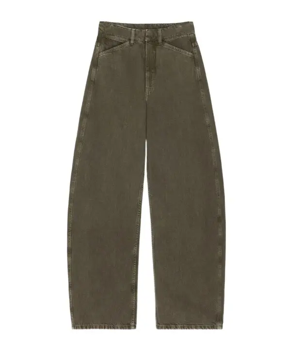 LEMAIRE High Waisted Curved Leg Trousers - Brown