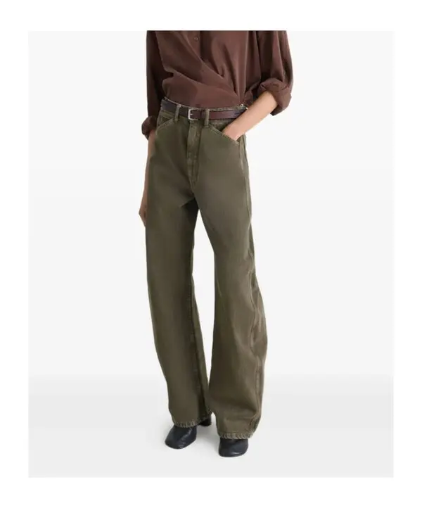 LEMAIRE High Waisted Curved Leg Trousers - Brown