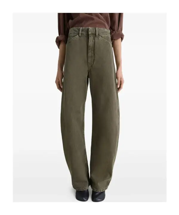 LEMAIRE High Waisted Curved Leg Trousers - Brown
