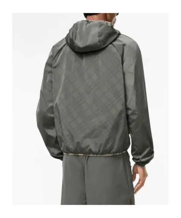 Burberry Nylon Hooded Jacket With Signature Check Taping