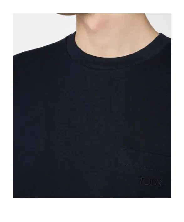 TOD'S Logo Embroidered Crewneck Jersey T-shirt - Blue