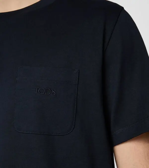 TOD'S Logo Embroidered Crewneck Jersey T-shirt - Blue