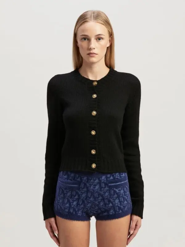Palm Angels Curved Logo Buttoned Cardigan