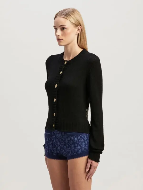 Palm Angels Curved Logo Buttoned Cardigan