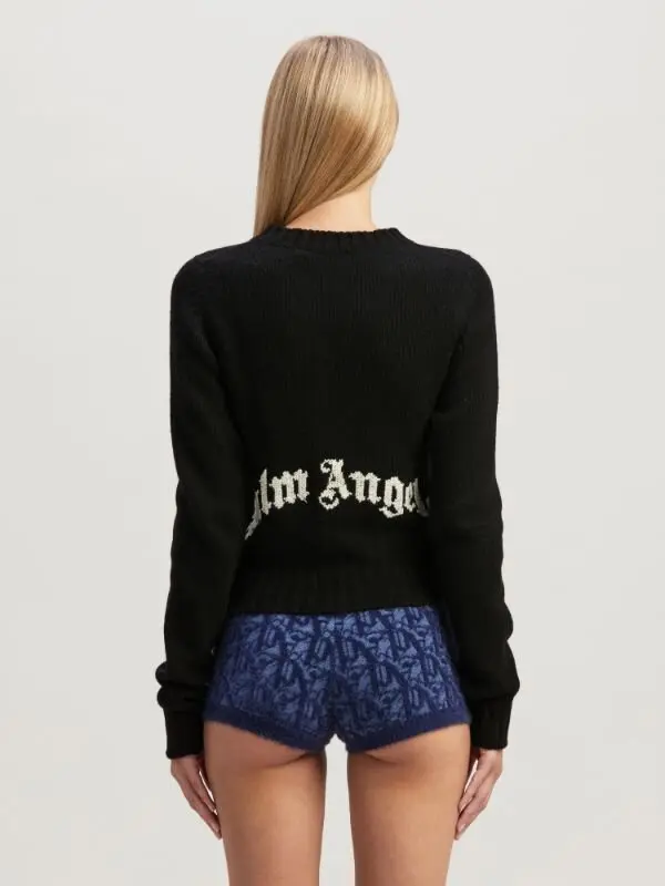 Palm Angels Curved Logo Buttoned Cardigan